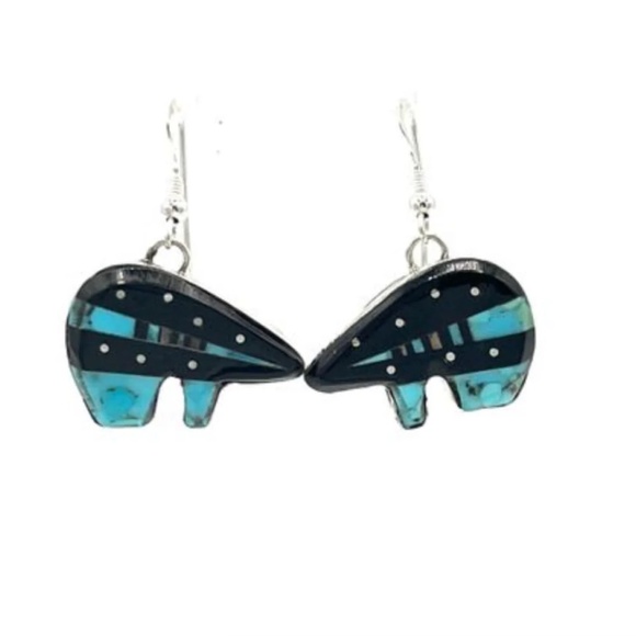 Native American | Jewelry | Navajo Ray Jack Turquoise Jet Inlay Bear ...
